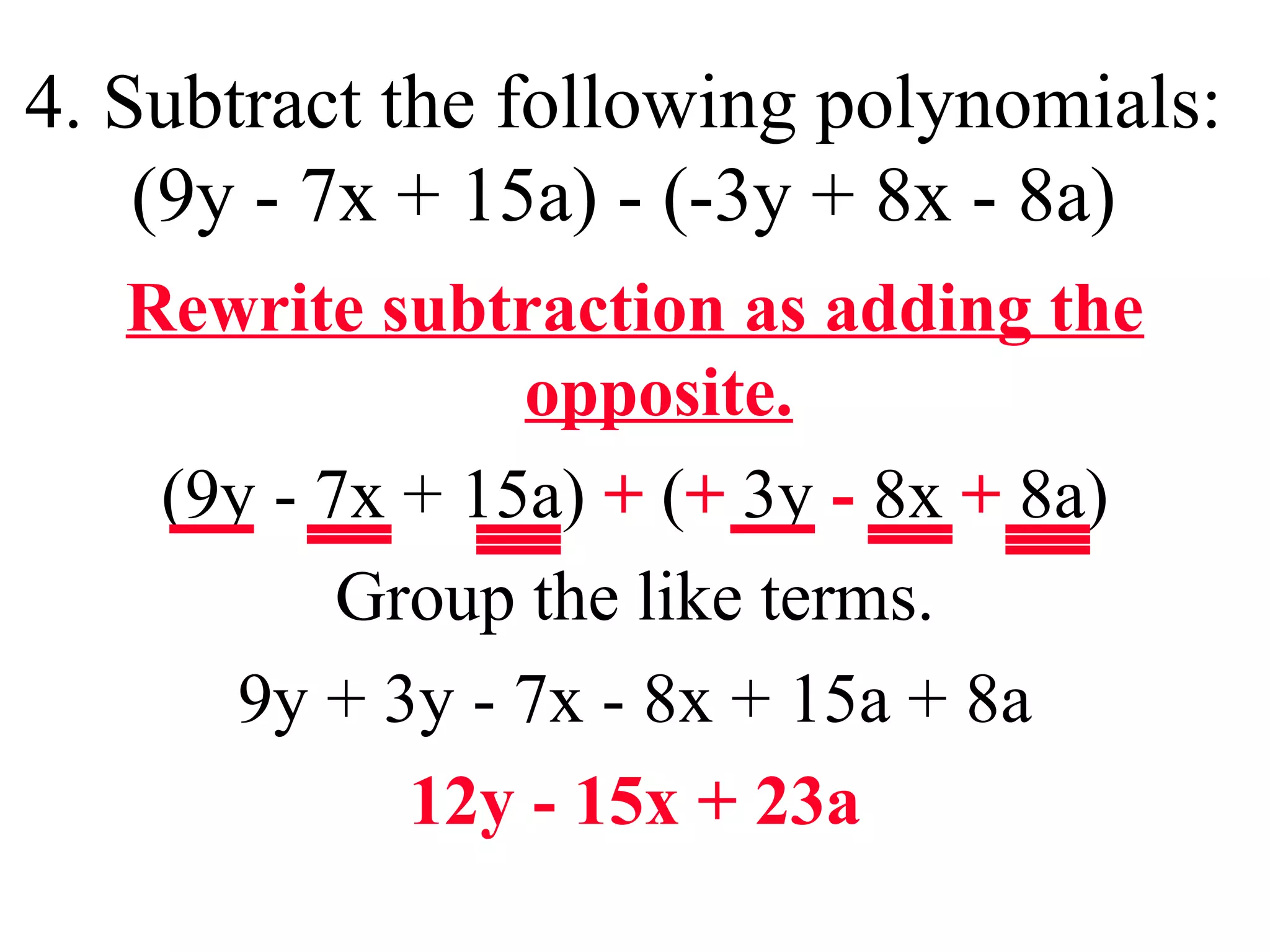Add/Subtract polynomials | PPT