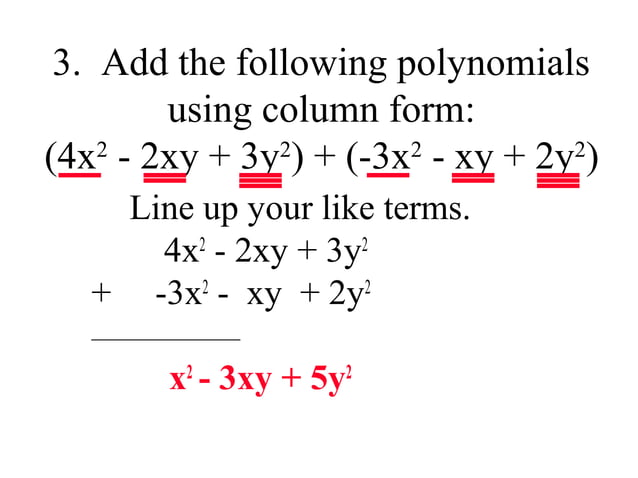 Add/Subtract polynomials | PPT