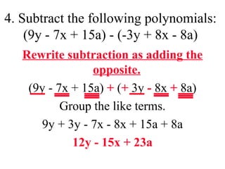 Add/Subtract polynomials | PPT