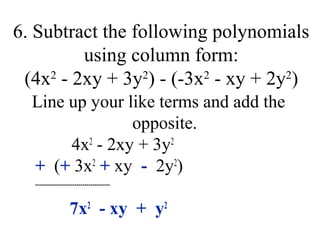 Add/Subtract polynomials | PPT
