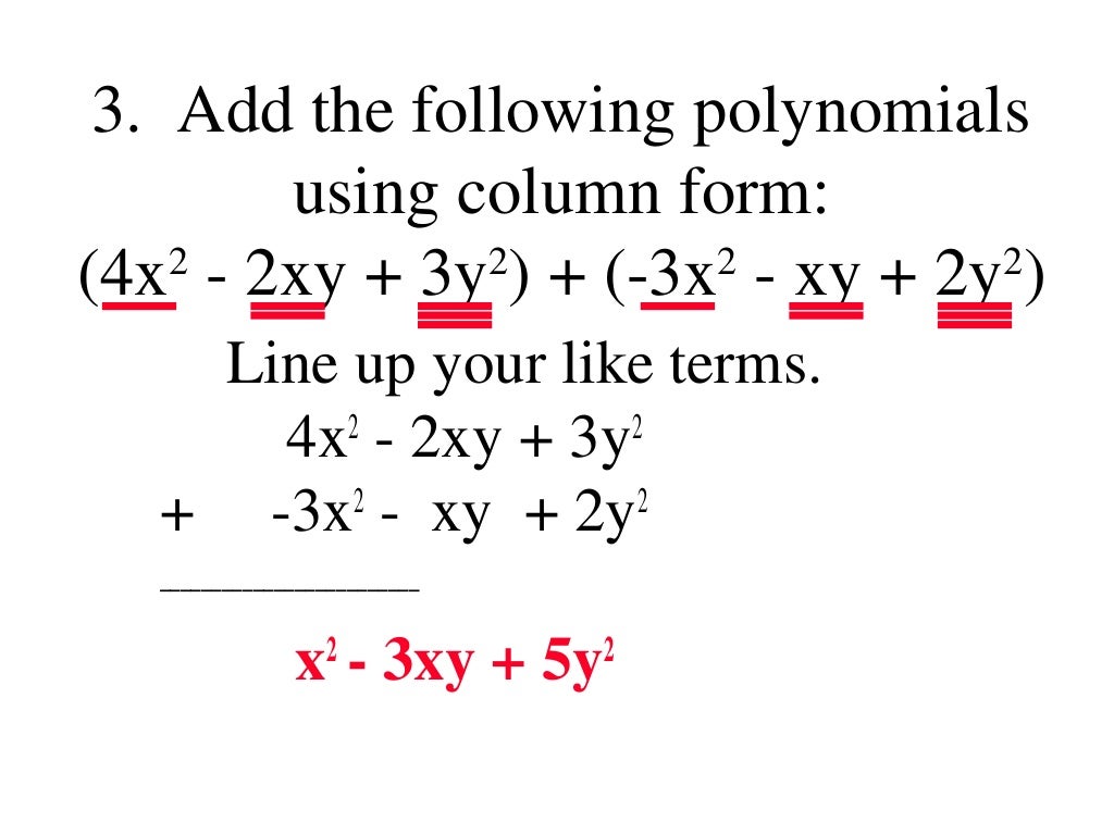 Add/Subtract polynomials