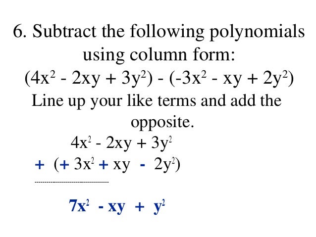 Add/Subtract polynomials