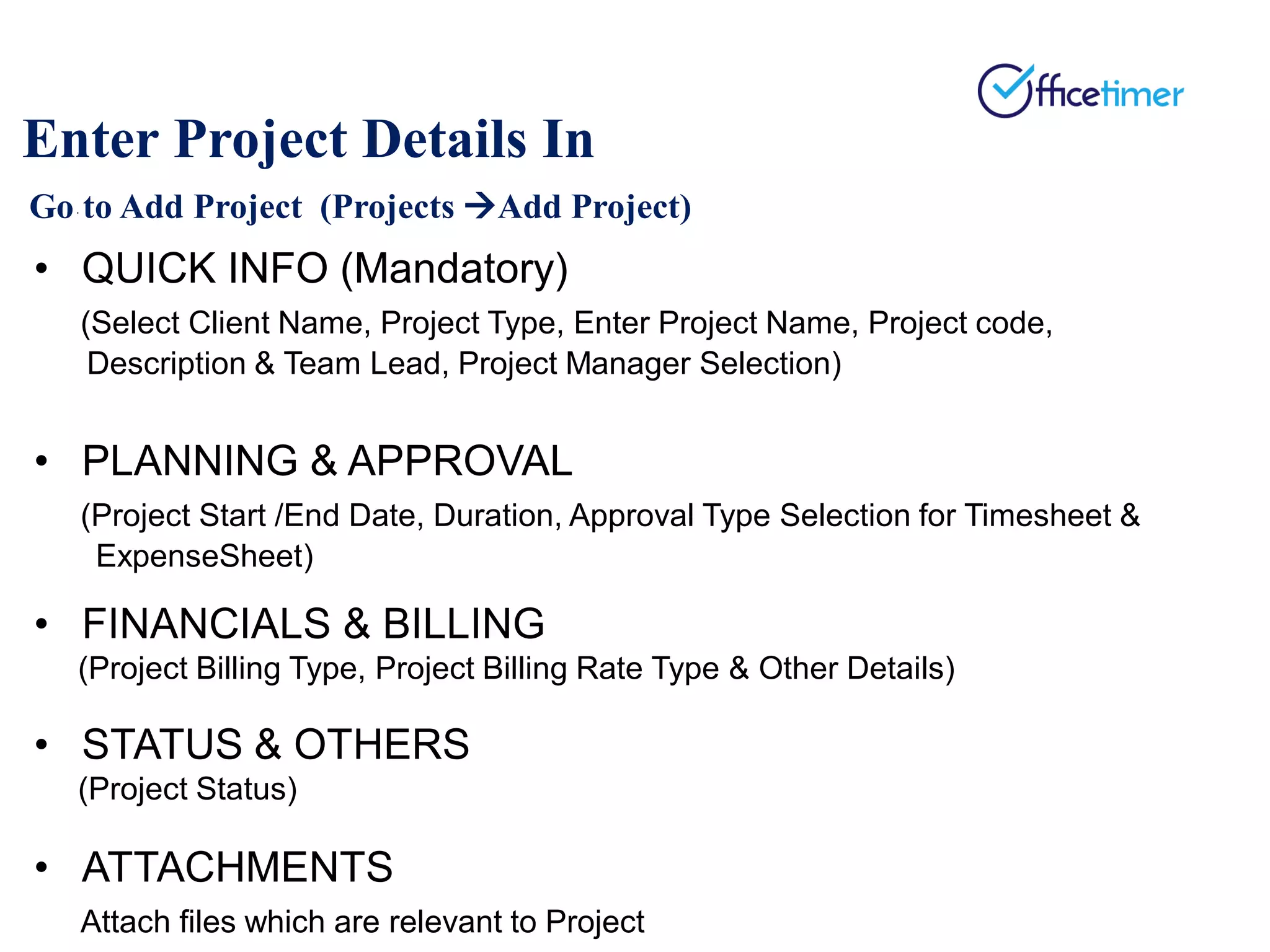 Add Project in OfficeTimer - OfficeTimer Fully Free Time Tracking, HR and Project Management ...