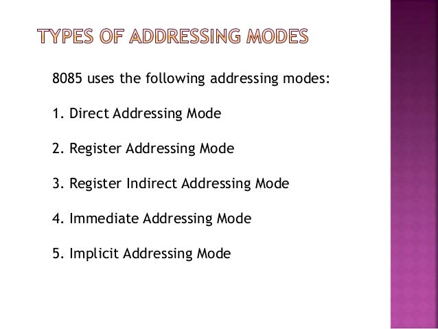 Addresing Mode And Timing Diagram