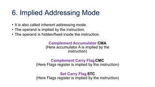 Different addressing modes in microcontrollers | PPTX