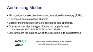 Different addressing modes in microcontrollers | PPTX