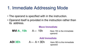 Different addressing modes in microcontrollers | PPTX