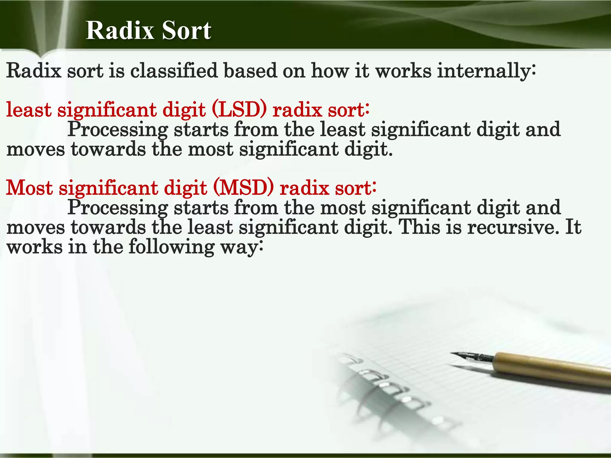 Address calculation-sort | PPTX | Programming Languages | Computing