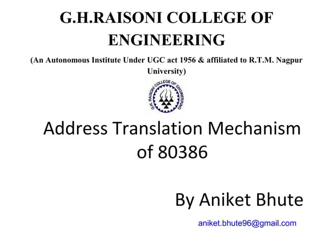 Address translation-mechanism-of-80386 by aniket bhute | PPT