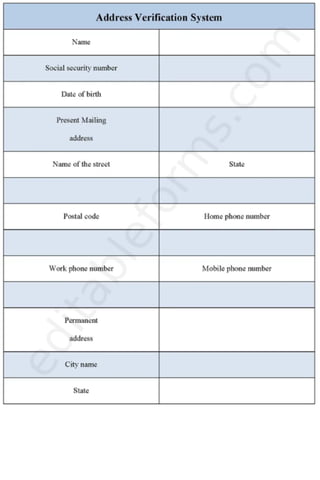 Address-Verification System Fillable PDF Template | PDF