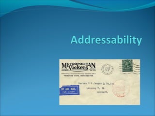 Addressability | PPT | Data Storage and Warehousing | Computing