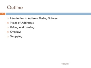 Address Binding Scheme | PPT