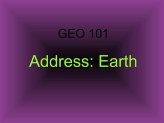 Address Earth: absolute location ppt. from National Geographic Alliance ...