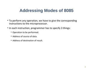 Addressing modes of 8085 | PPS | Operating Systems | Computer Software and Applications