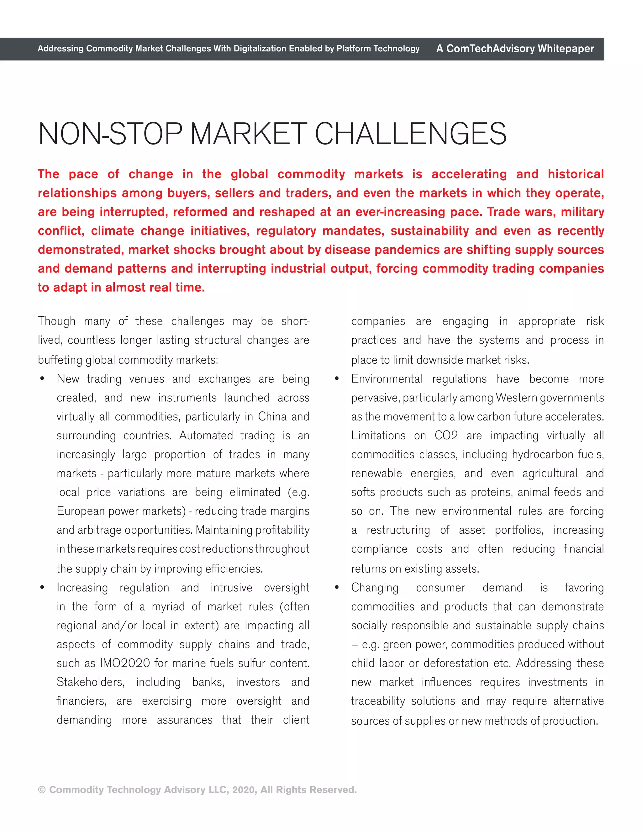 Addressing Commodity Market Challenges With Digitalization Enabled By ...