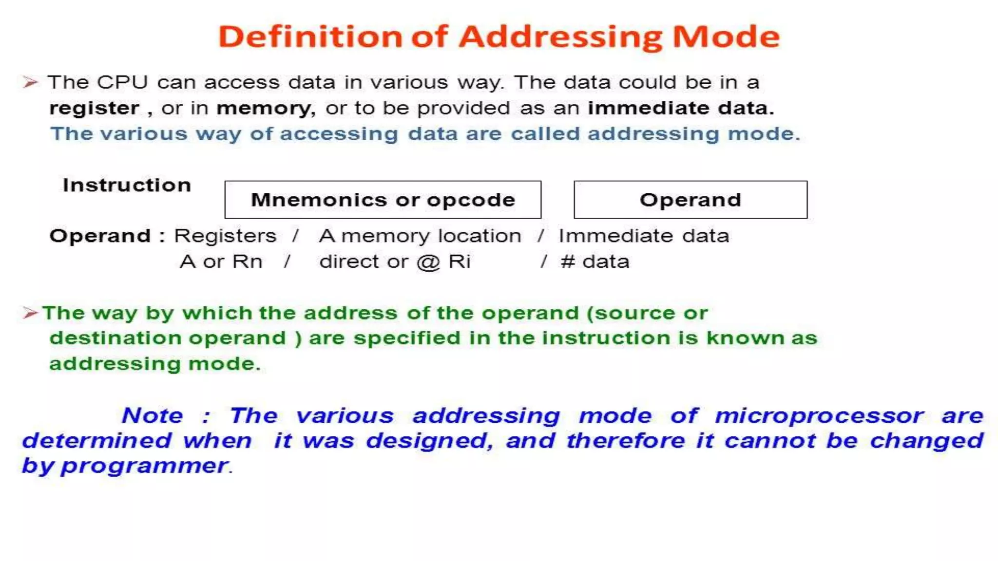 Addressing mode | PPTX | Programming Languages | Computing