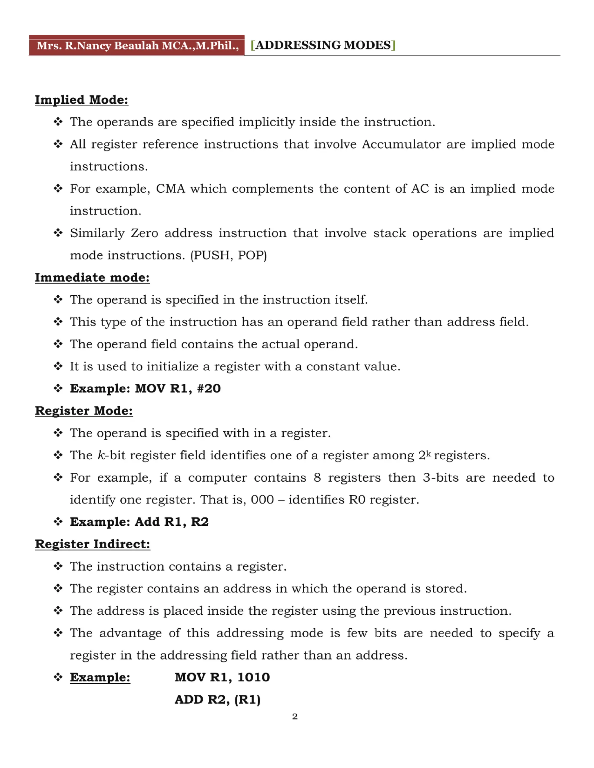 Addressing Modes | PDF