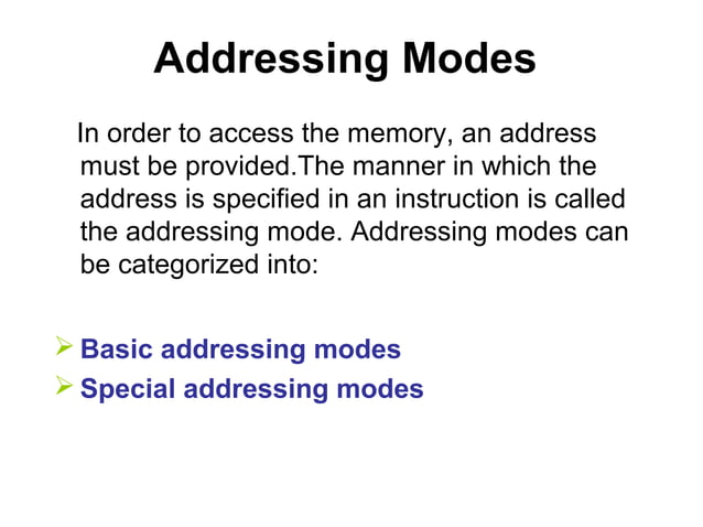 Addressing modes | PPT | Computing | Technology & Computing