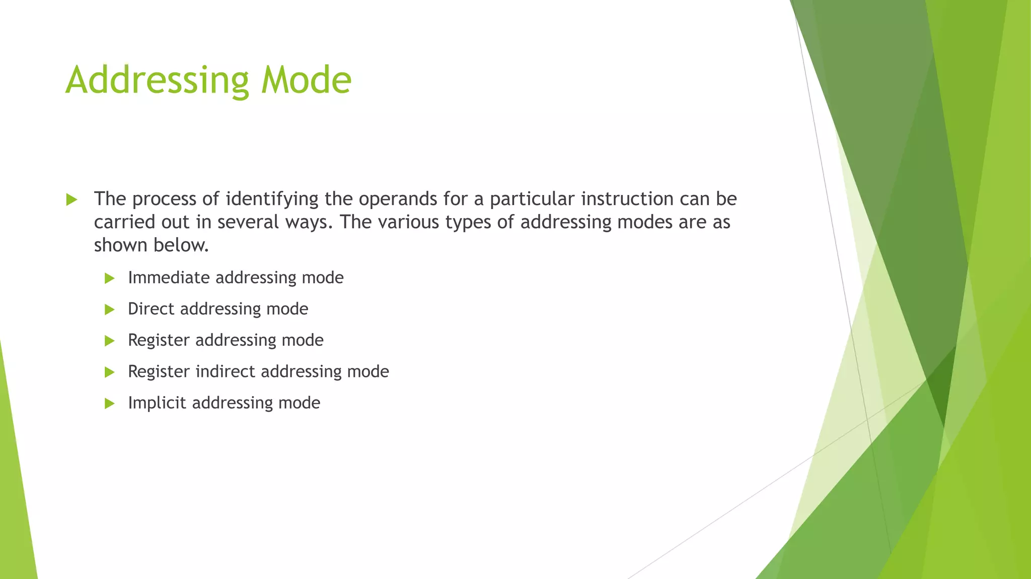 Addressing modes | PPTX | Operating Systems | Computer Software and Applications