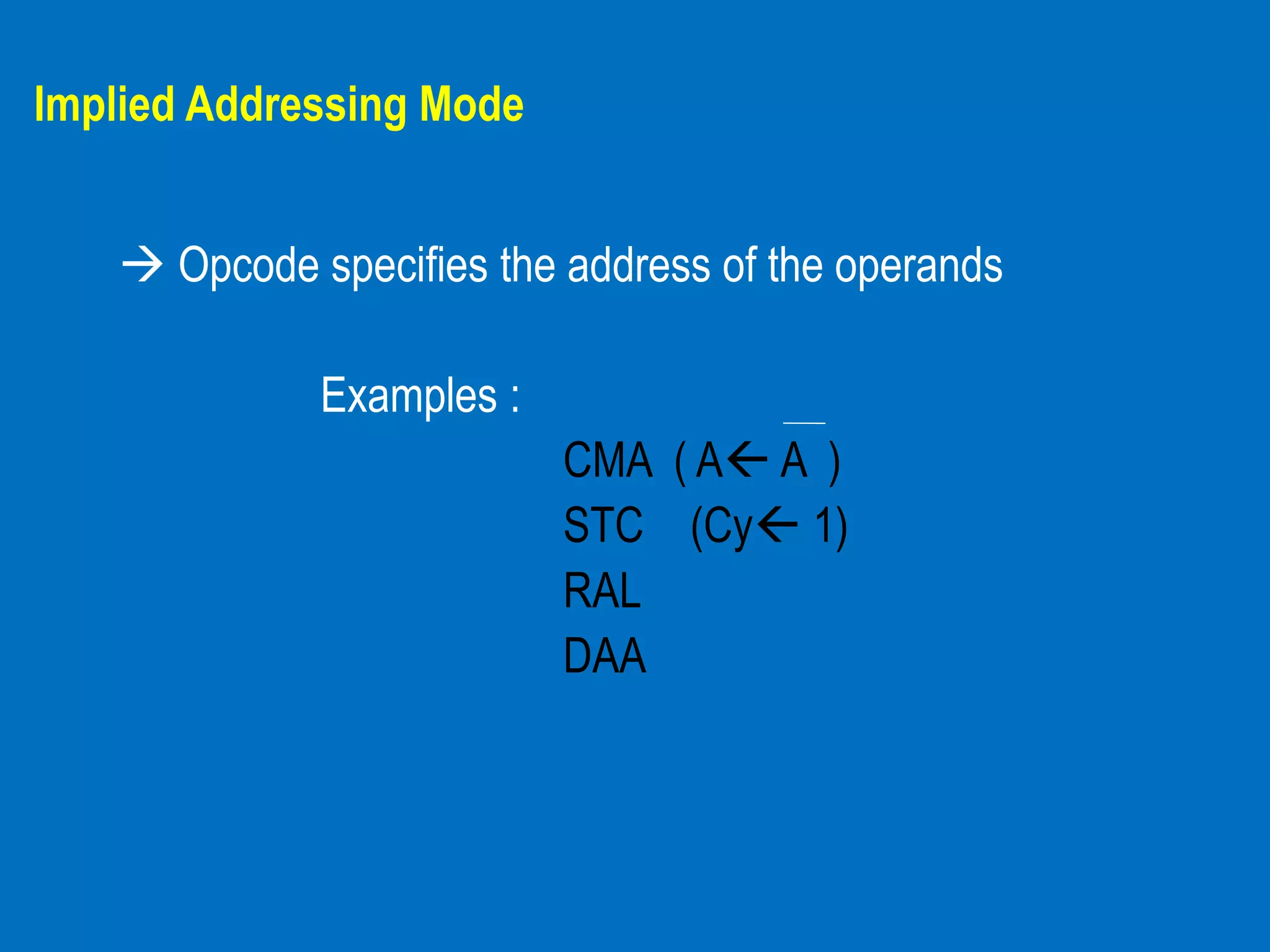 Addressing modes 8085 | PPTX | Operating Systems | Computer Software and Applications