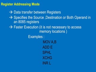 Addressing modes 8085 | PPTX | Operating Systems | Computer Software ...