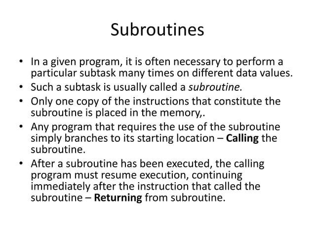 Addressing modes examples and subroutines | PPT