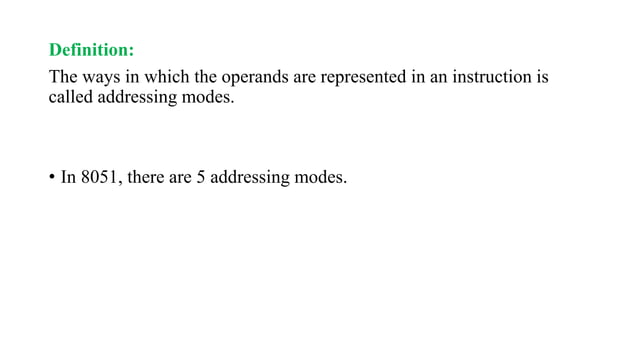 Addressing modes of 8051 | PPTX | Data Storage and Warehousing | Computing