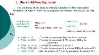 A Comprehensive Guide to 8051 Microcontroller Addressing Modes and Instructions | PDF