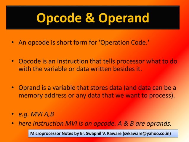 Addressing modes of 8085 by Er. Swapnil V. Kaware | PPT