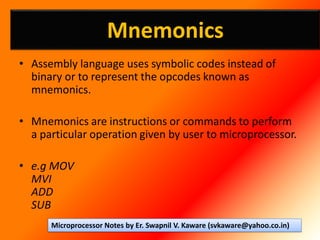 Addressing modes of 8085 by Er. Swapnil V. Kaware | PPT