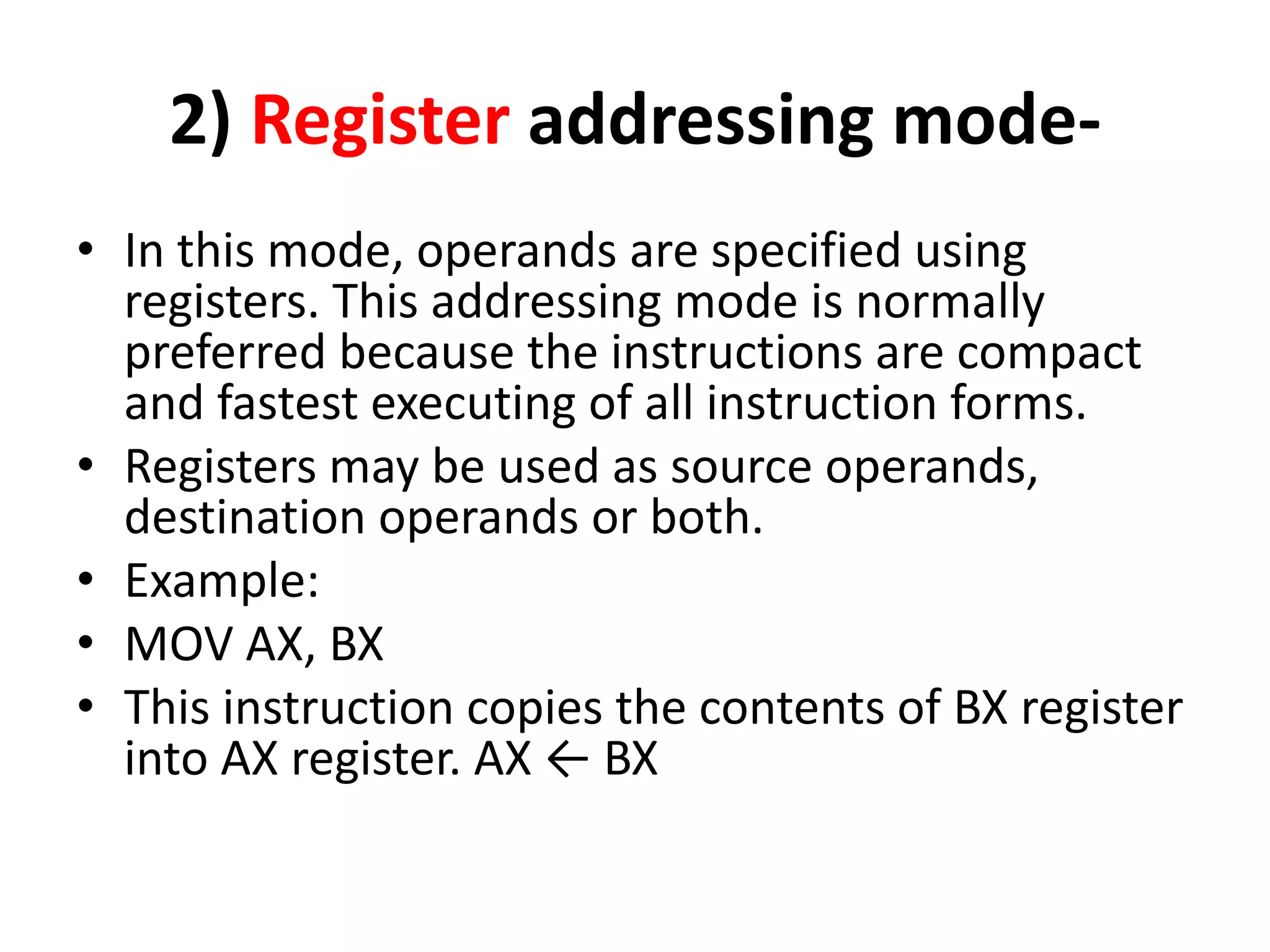 Addressing modes of 8086 | PPTX