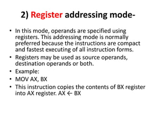 Addressing modes of 8086 | PPTX