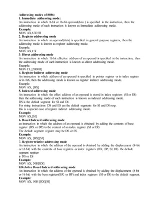Addressing modes of 8086 | PDF