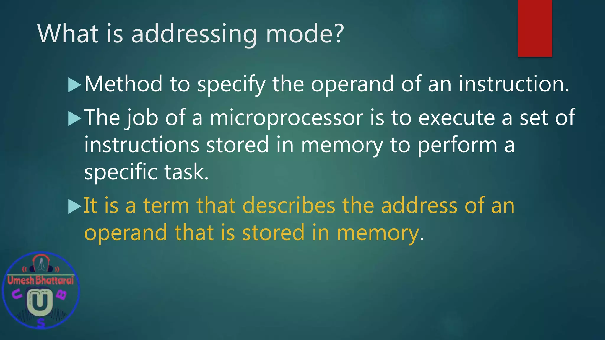 Addressing modes presentation | PPSX