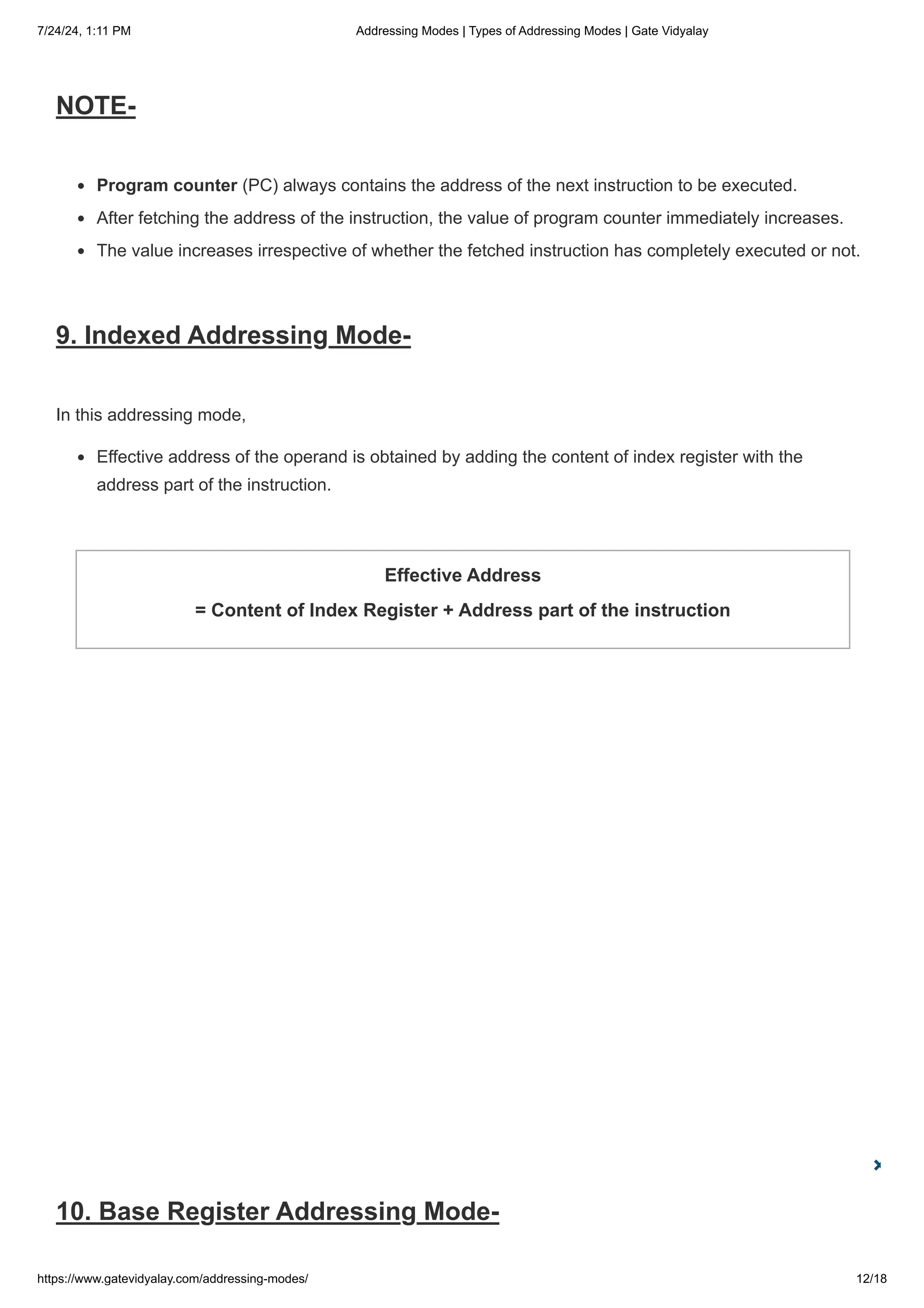 Addressing Modes Types Of Addressing Modes Gate Vidyalaypdf