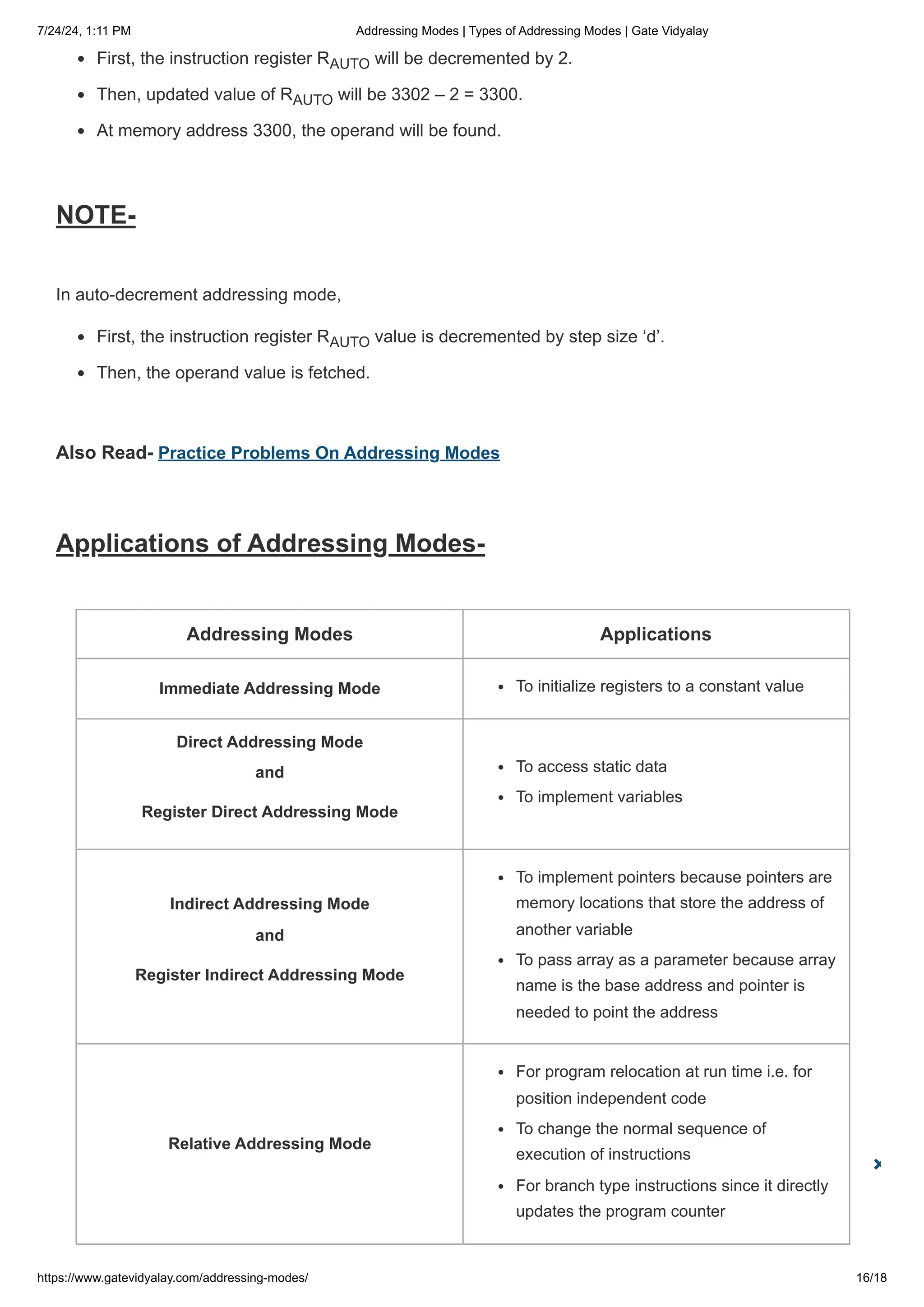 Addressing Modes Types Of Addressing Modes Gate Vidyalaypdf