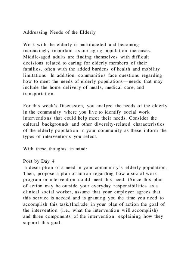 Addressing Needs of the ElderlyWork with the elderly is multifac | PDF