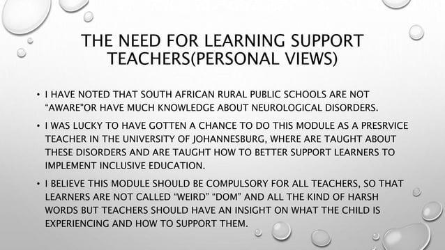Addressing neurodevelopmental learning needs a south african ...