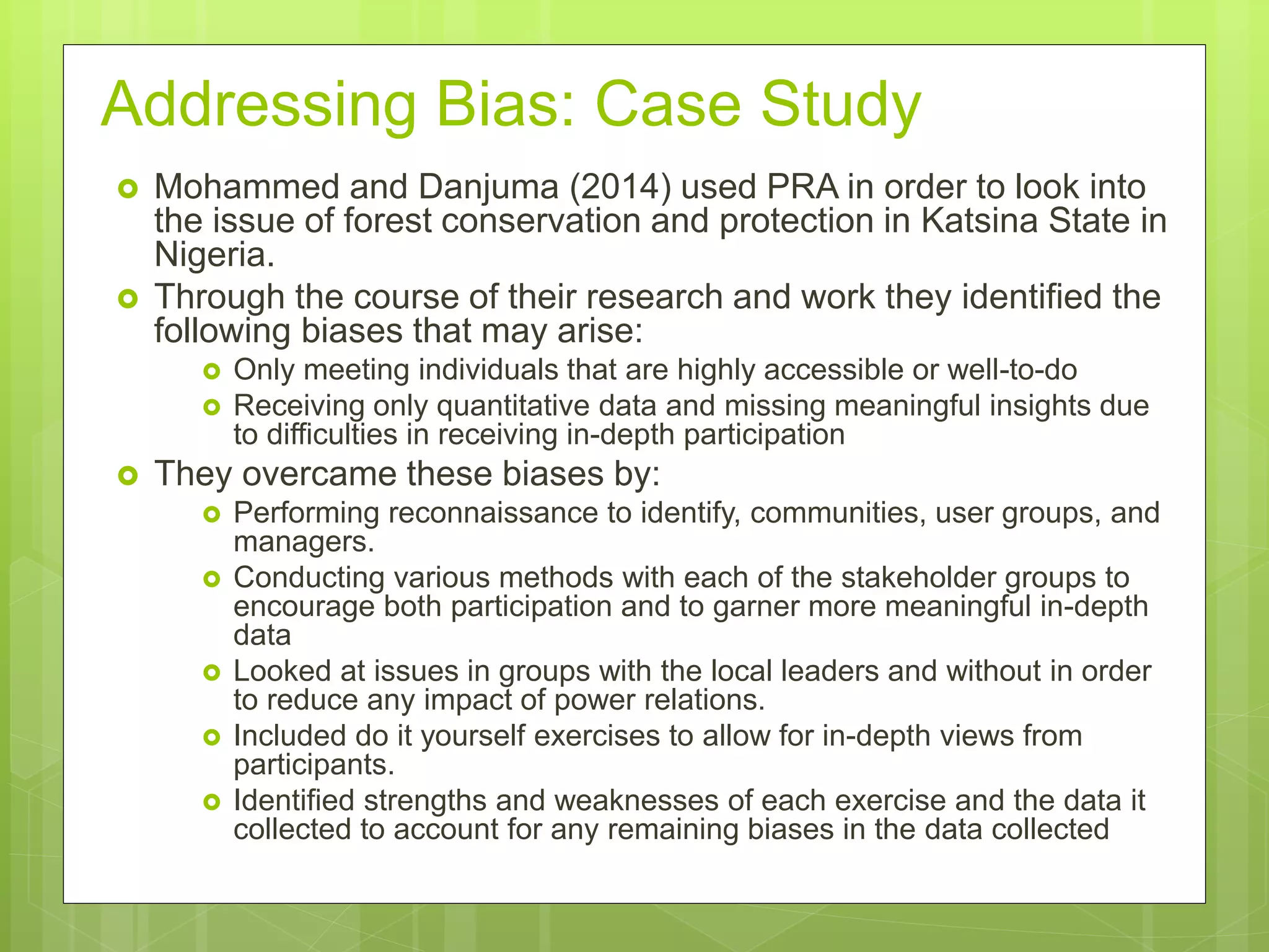 Addressing Researcher Bias in Participatory Rural Appraisal | PPTX