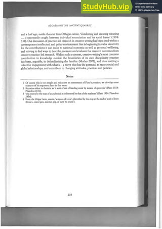 ADDRESSING THE ANCIENT QUARREL CREATIVE WRITING AS RESEARCh | PDF