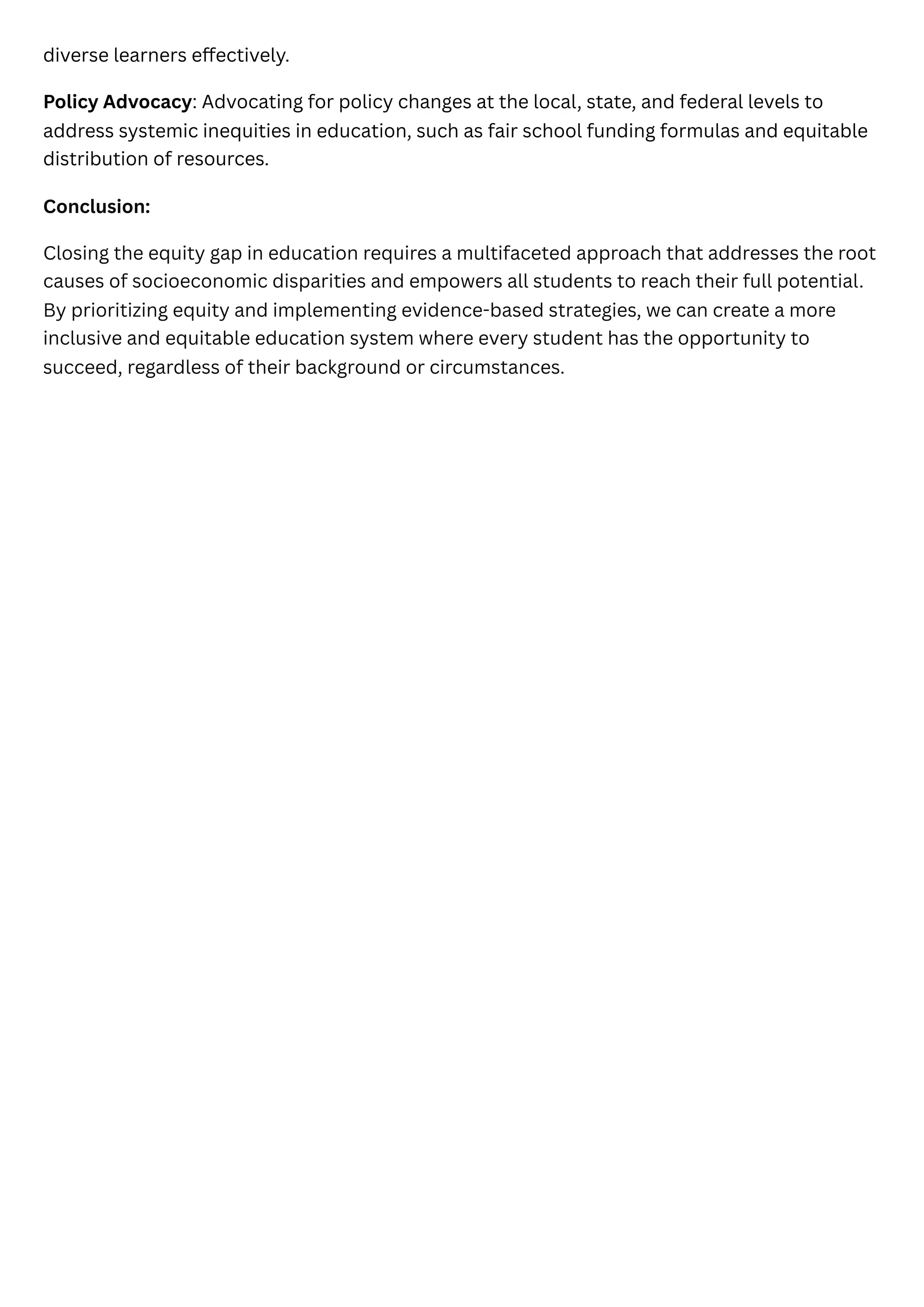 Addressing the Equity Gap in Education Bridging Socioeconomic ...