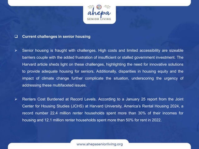 Addressing the senior housing crisis - AHEPA Senior Living | PPTX
