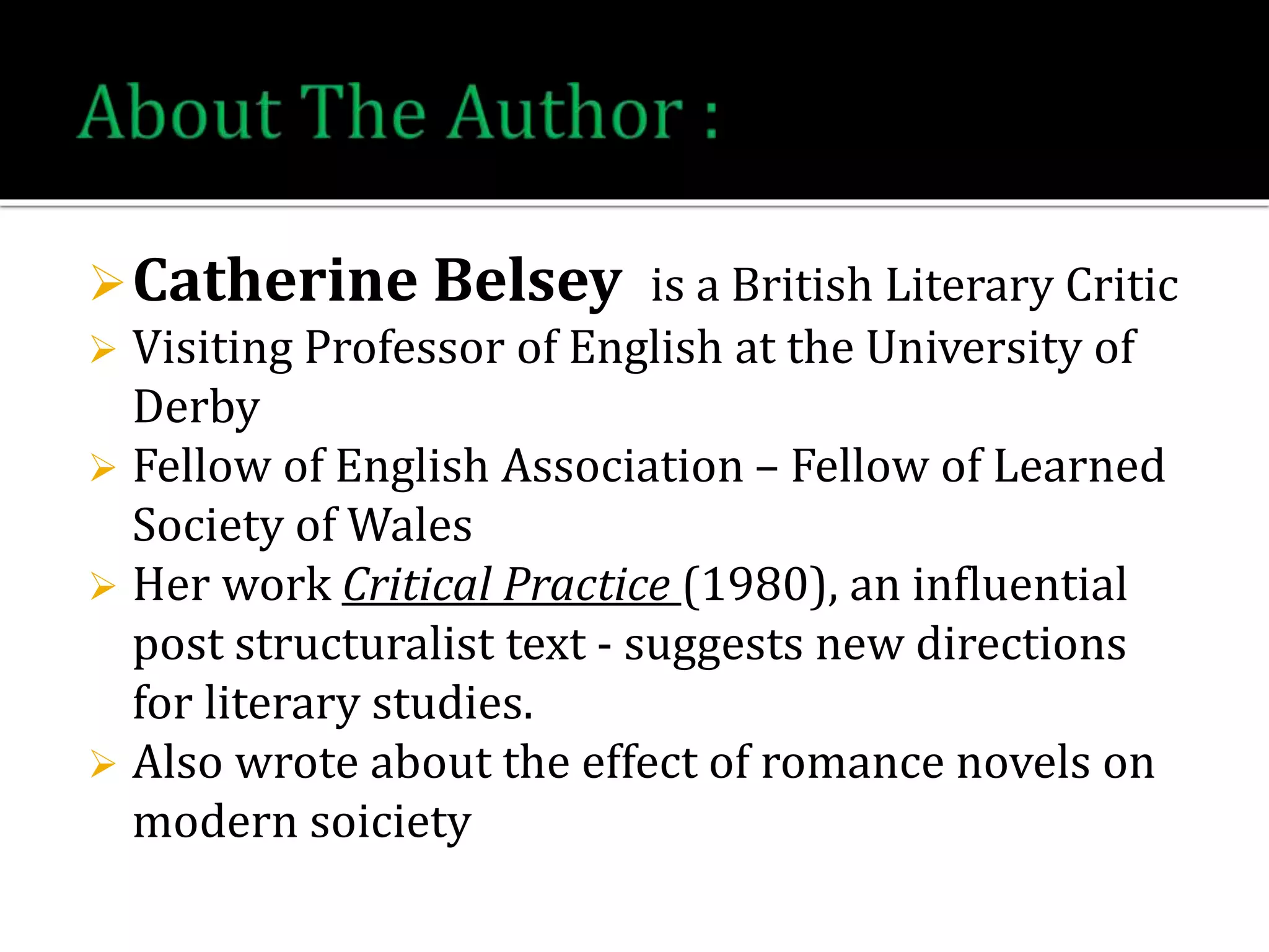 Addressing the subject : Catherine Belsey | PPTX