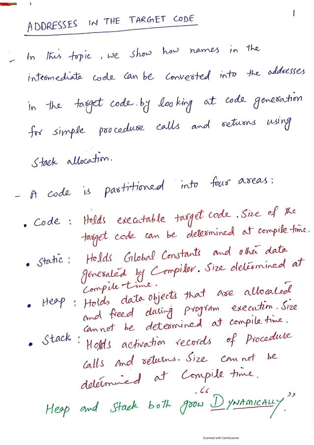 Address in the target code in Compiler Construction | PDF | Programming ...