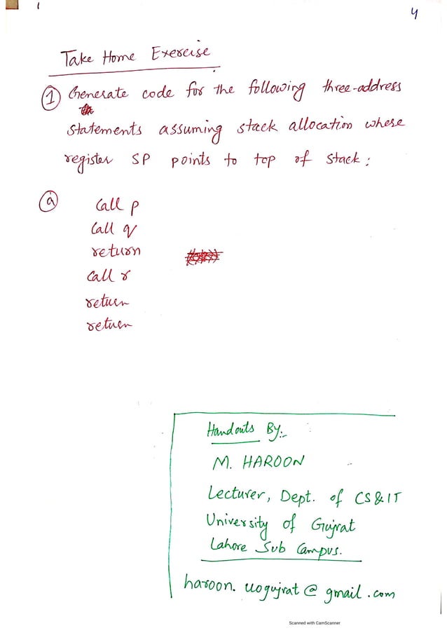 Address in the target code in Compiler Construction | PDF | Programming ...