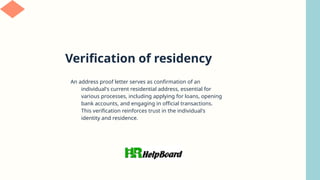 Address Proof Letter Format, Proof of Residency | PPTX
