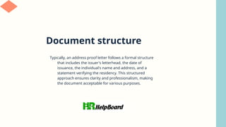 Address Proof Letter Format, Proof of Residency | PPTX