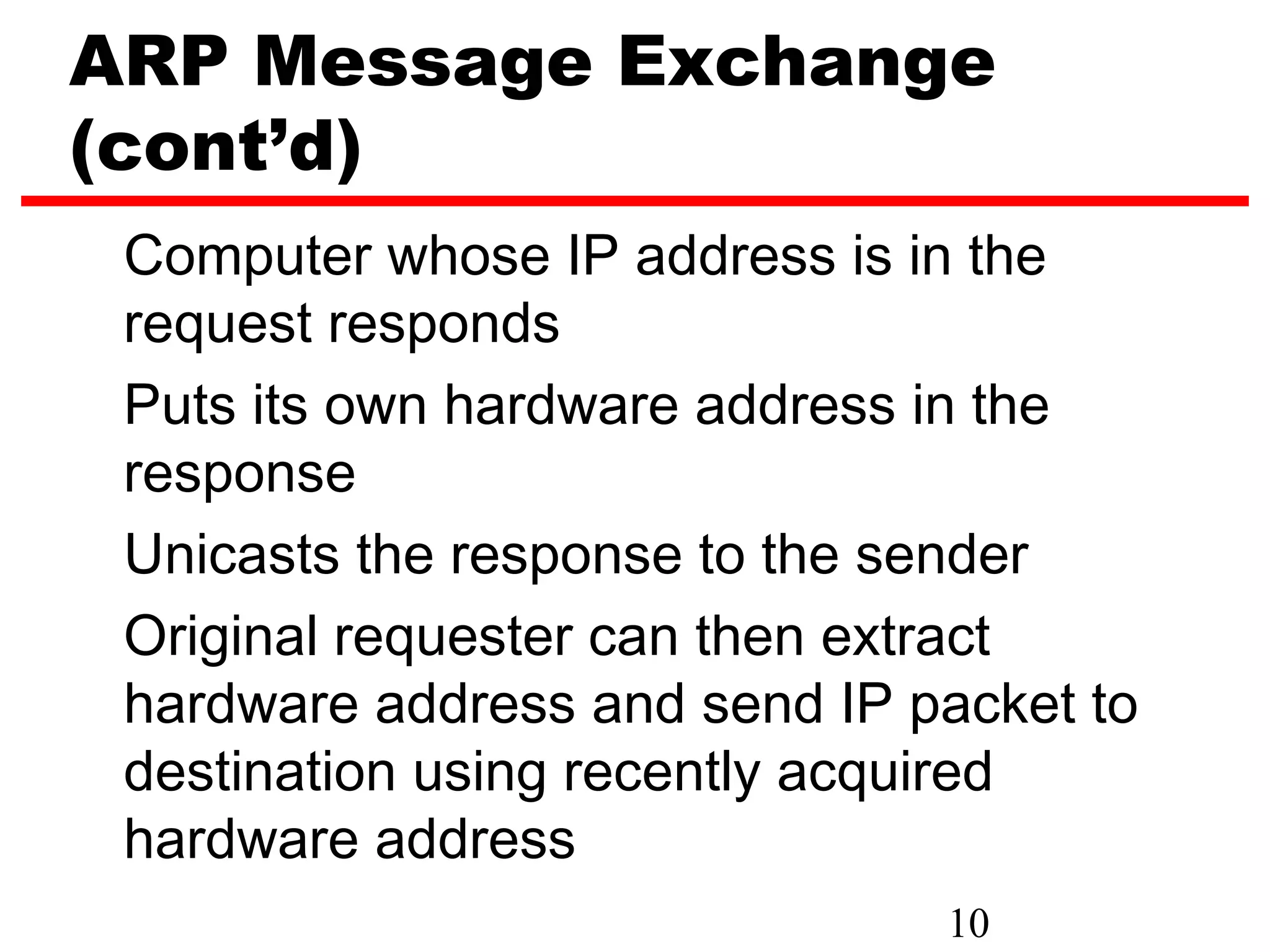 Address resolution protocol | PPT