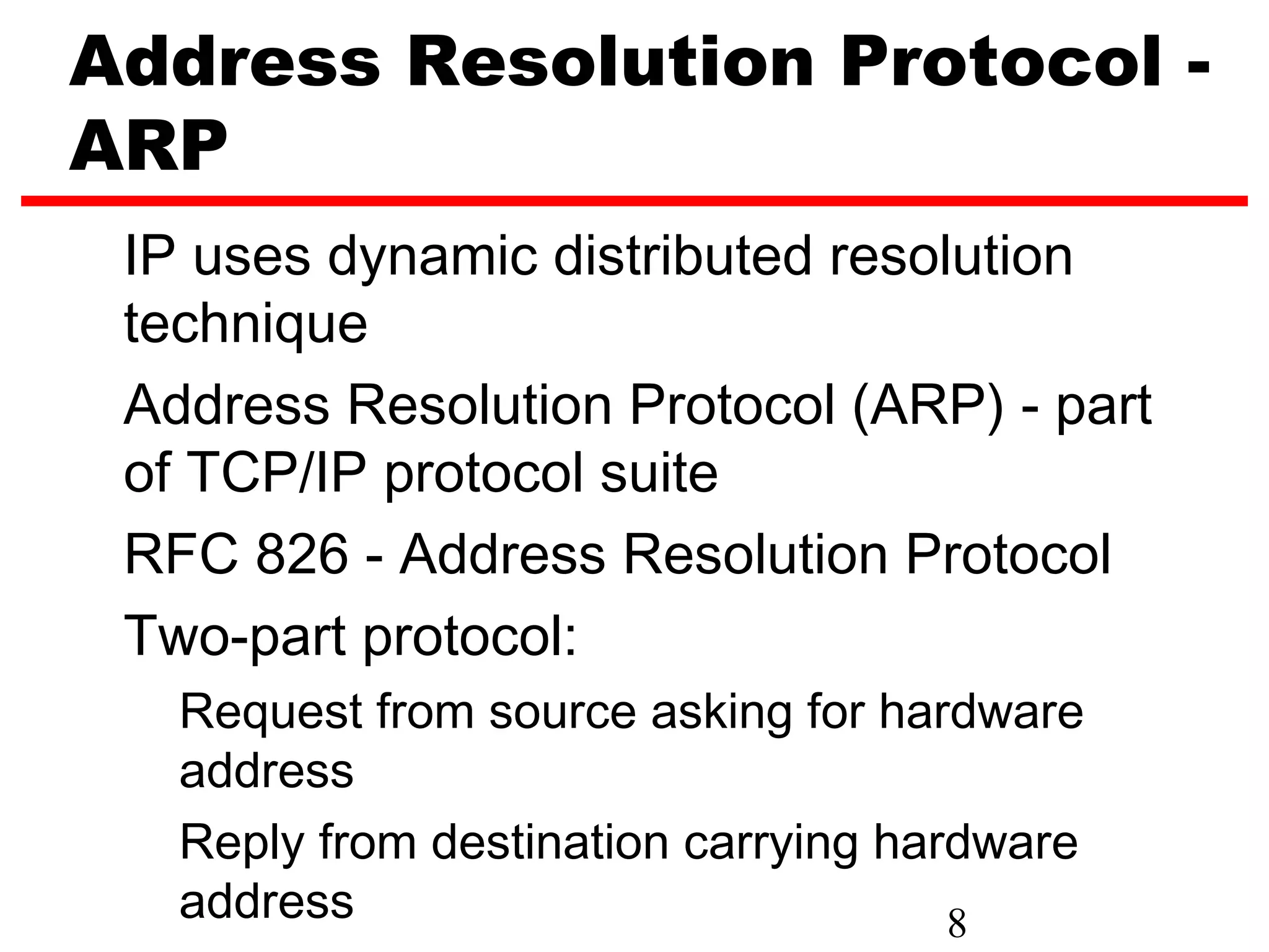 Address resolution protocol | PPT