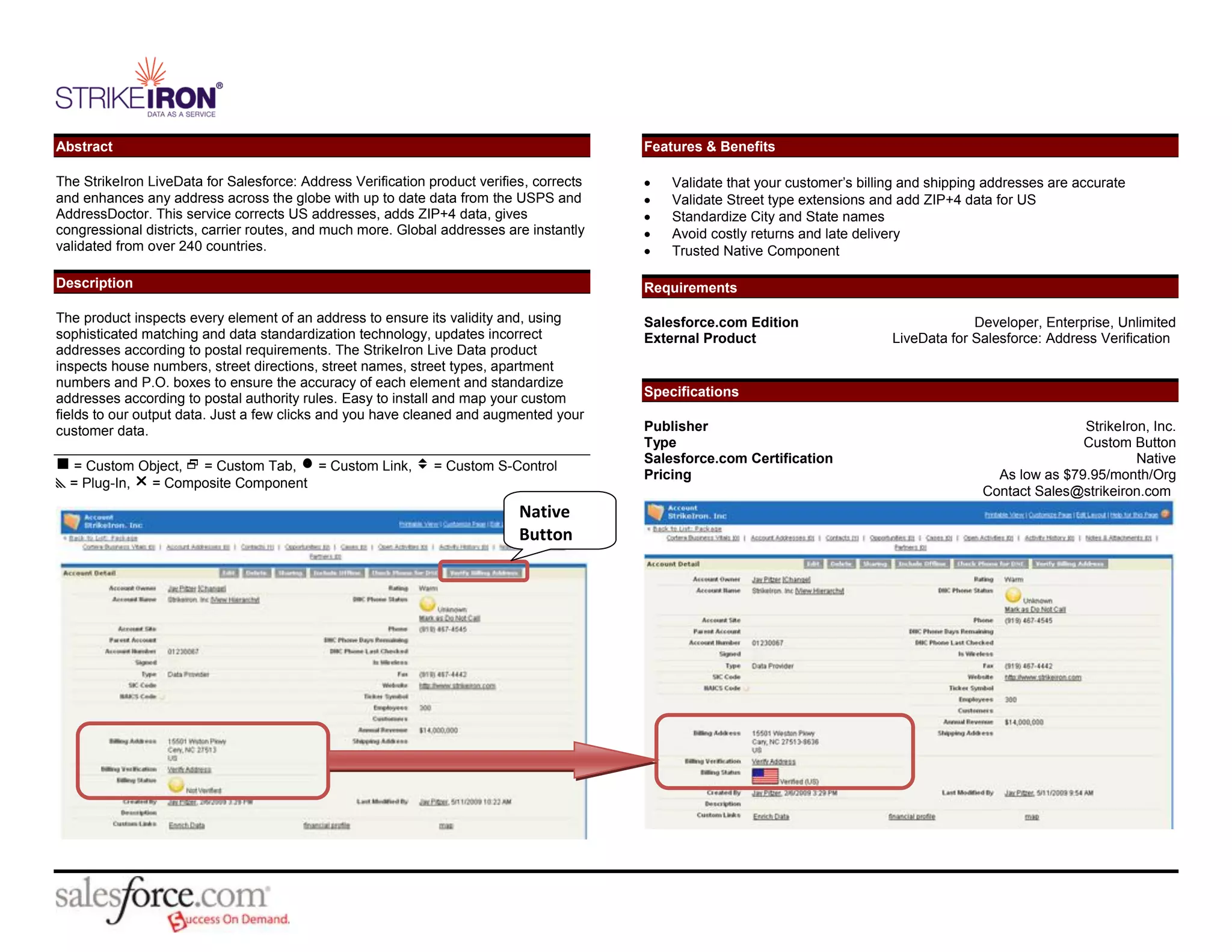 StrikeIron Address Verification for Salesforce.com Datasheet | PDF